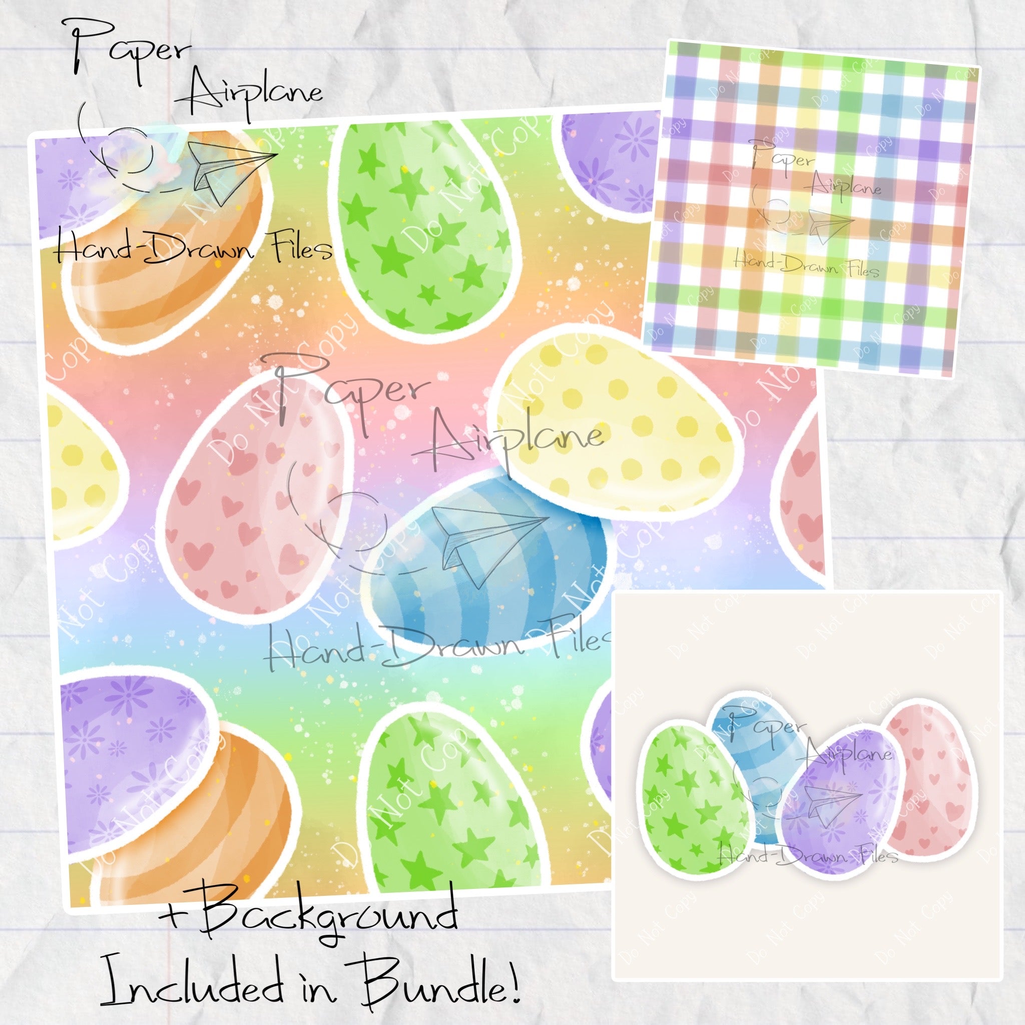 Easter Eggs (Rainbow) – Paper Airplane Hand-Drawn Files
