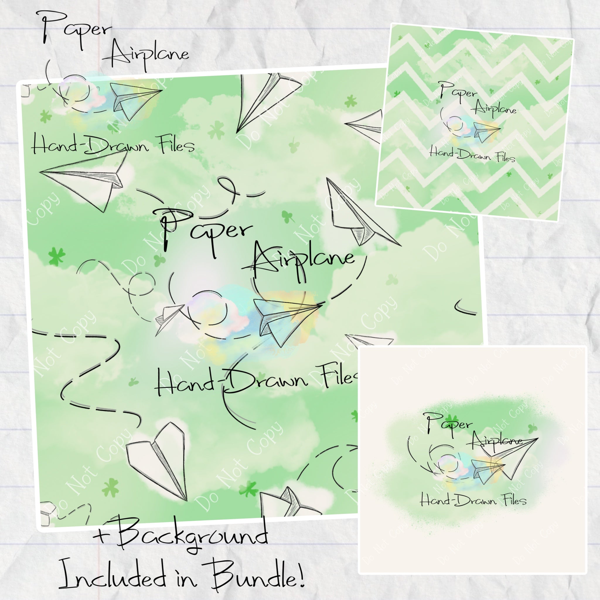 Paper Airplanes (Clovers) – Paper Airplane Hand-Drawn Files