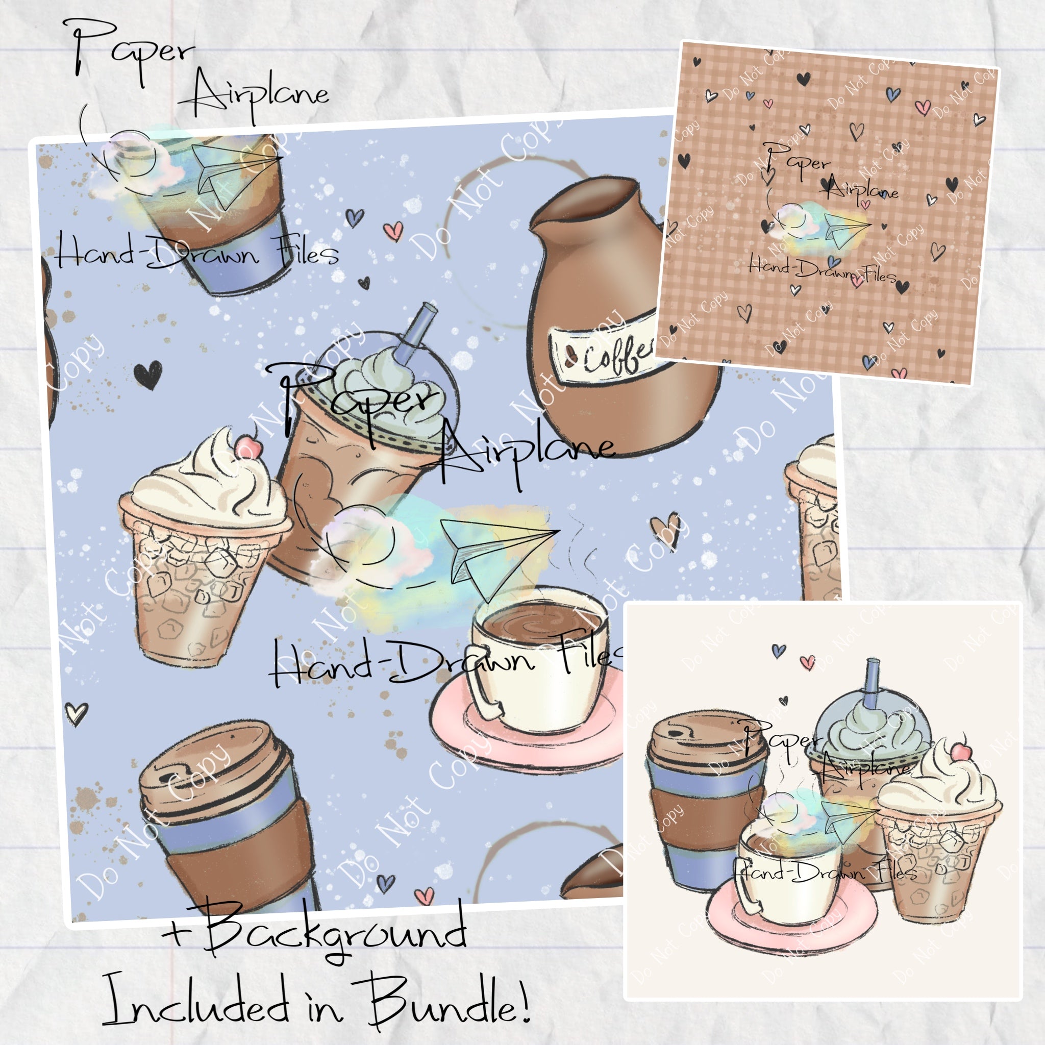 Coffee Break (Lilac) – Paper Airplane Hand-Drawn Files