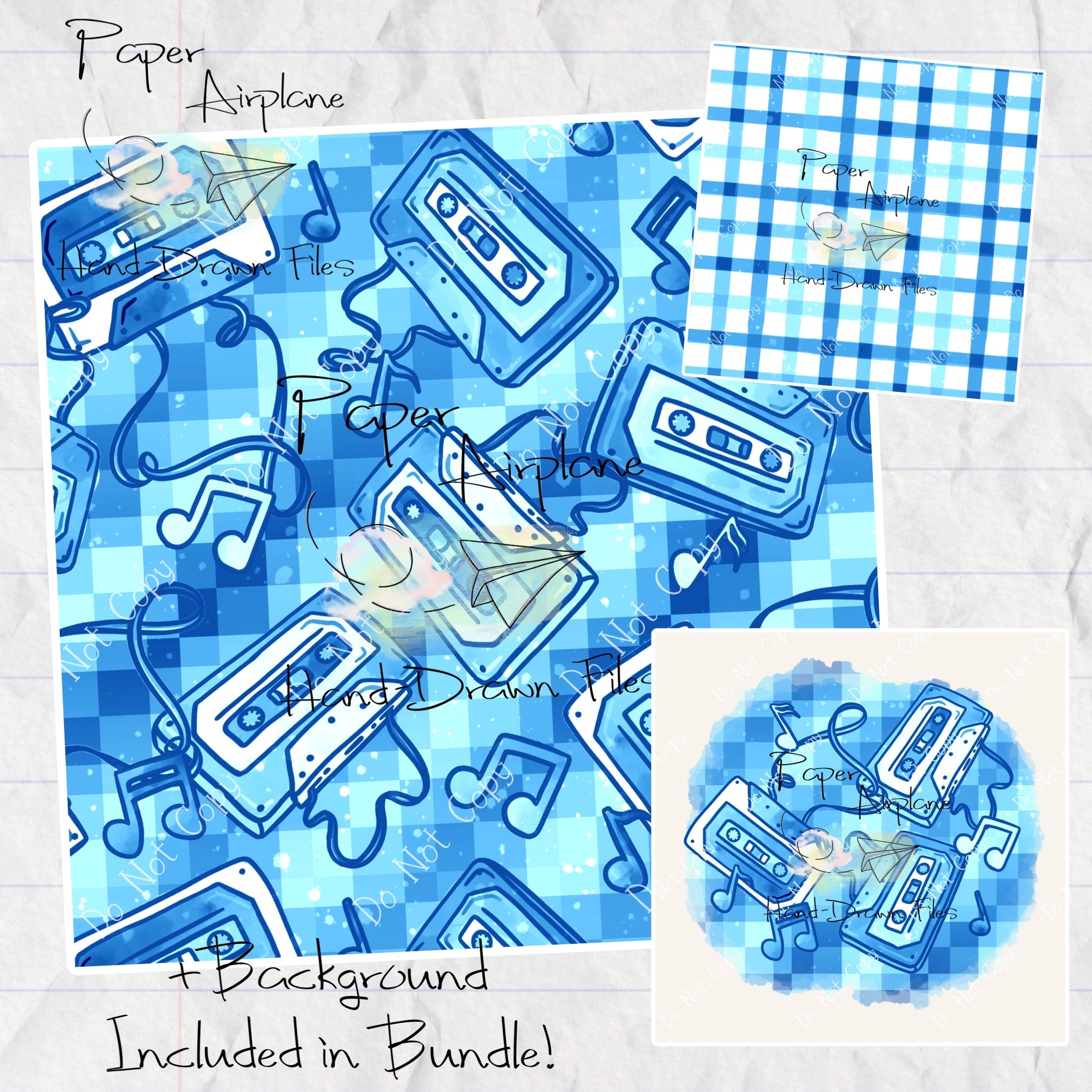 Mixtapes (Blue) – Paper Airplane Hand-Drawn Files