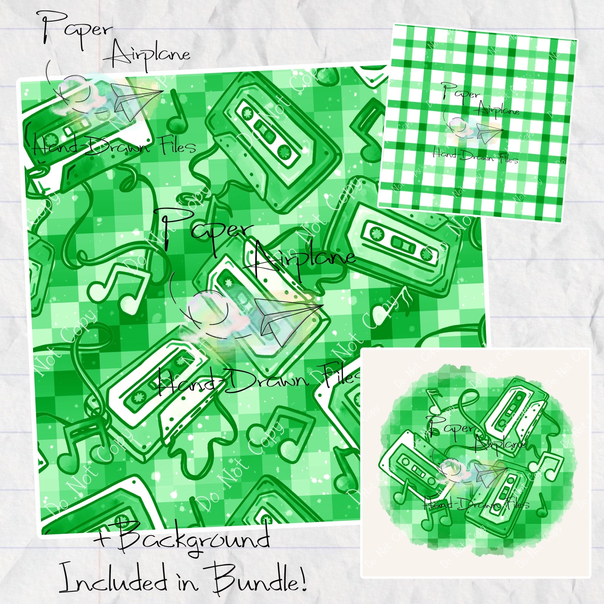 Mixtapes (Green) – Paper Airplane Hand-Drawn Files