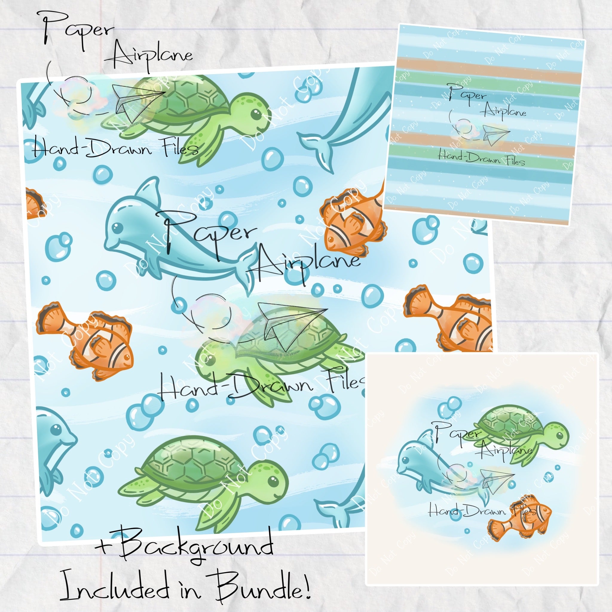 Sea Animals (Original) – Paper Airplane Hand-Drawn Files