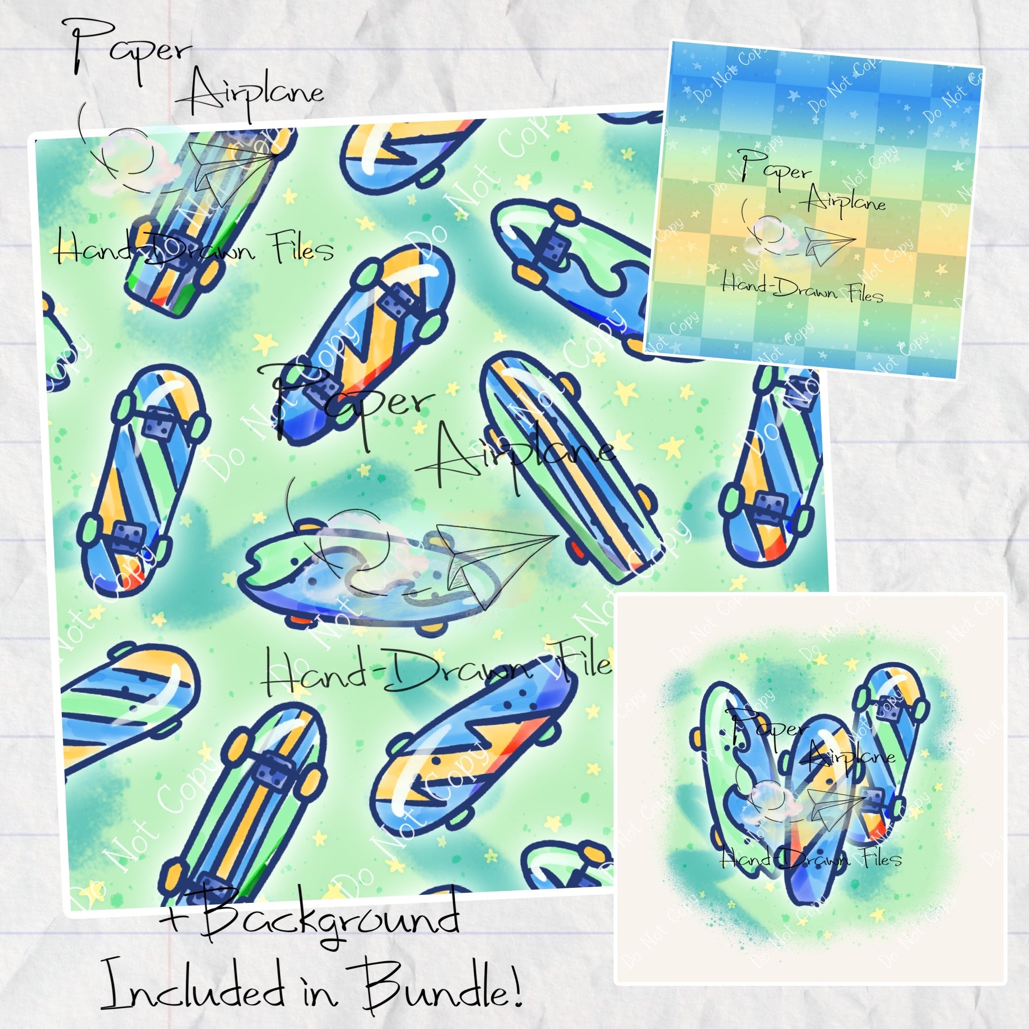 Skateboards (Original) – Paper Airplane Hand-Drawn Files