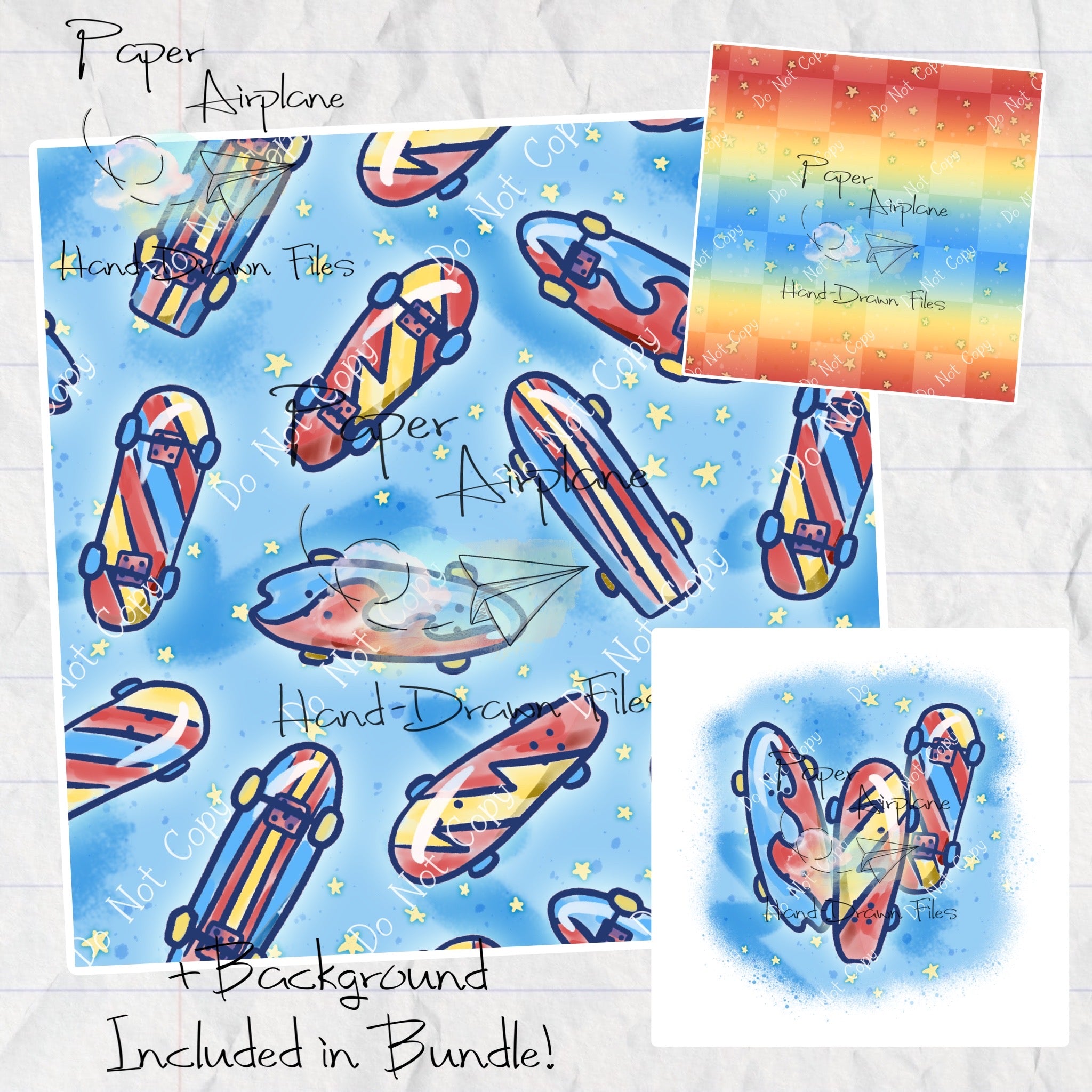 Skateboards (Primary) – Paper Airplane Hand-Drawn Files