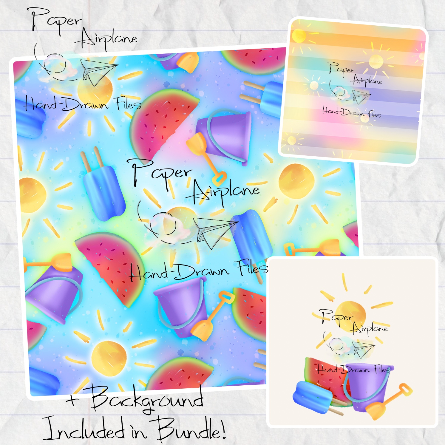 Sunny Day – Paper Airplane Hand-Drawn Files