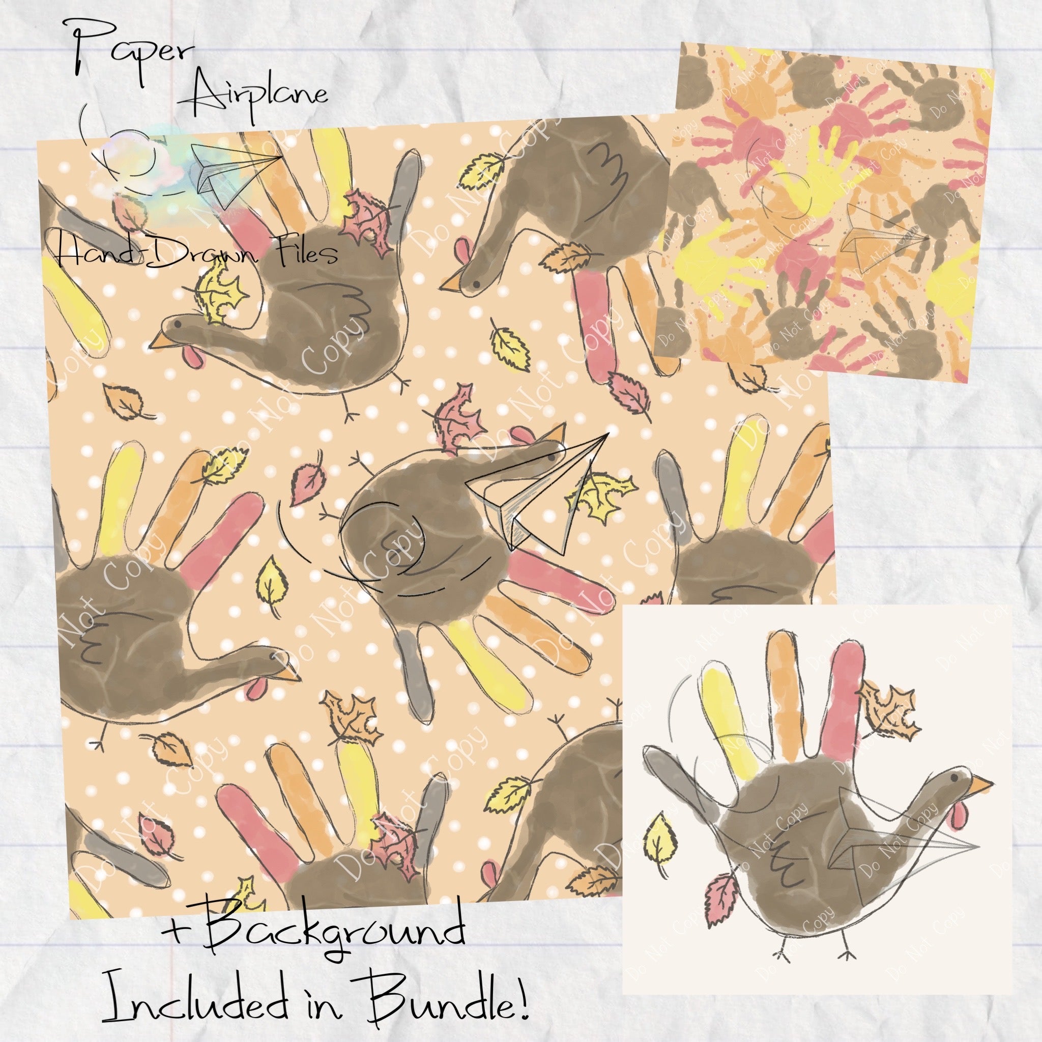Turkey Handprints – Paper Airplane Hand-Drawn Files