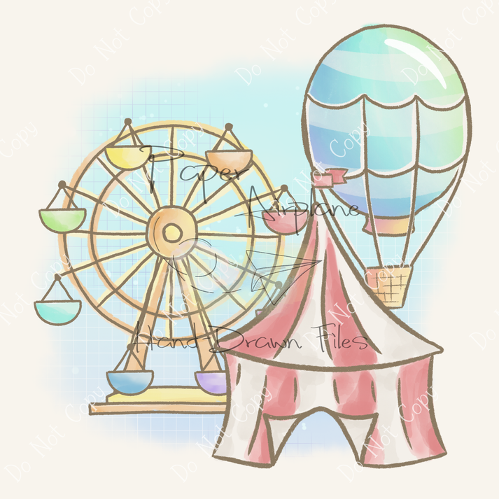 Carnival (Blue) – Paper Airplane Hand-Drawn Files