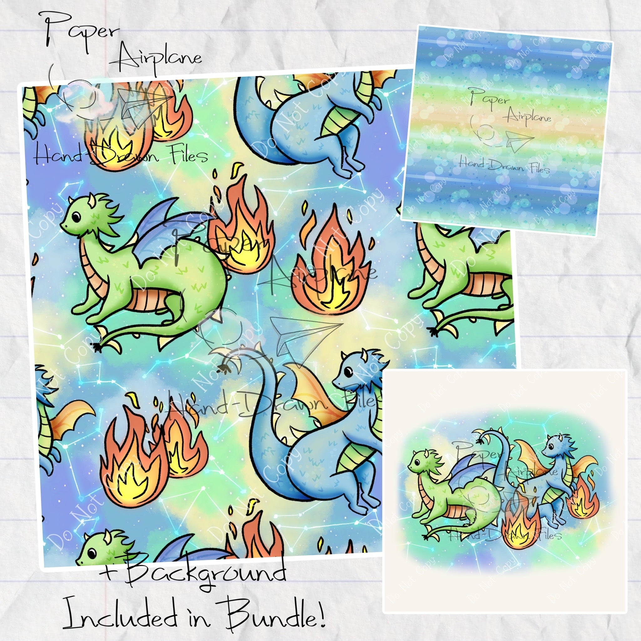 Celestial Dragons (Original) – Paper Airplane Hand-Drawn Files