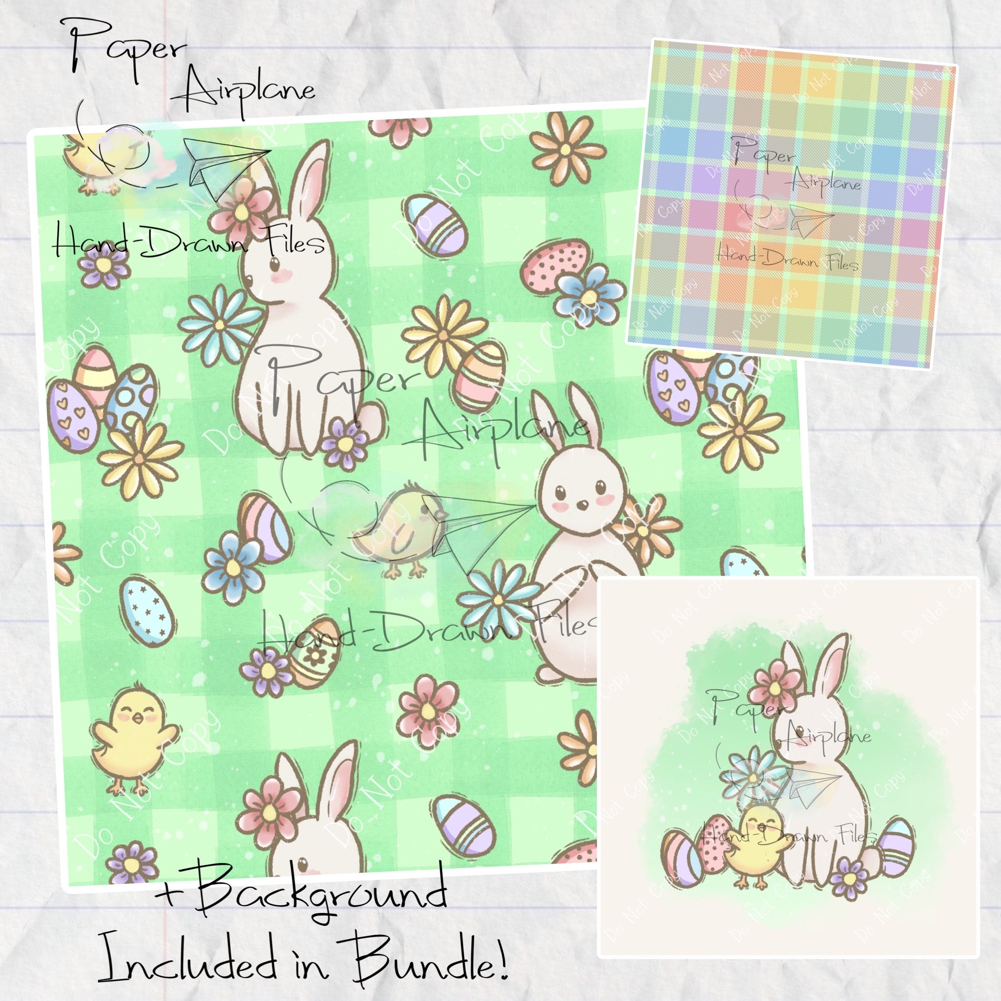 Easter Fun (Green) – Paper Airplane Hand-Drawn Files