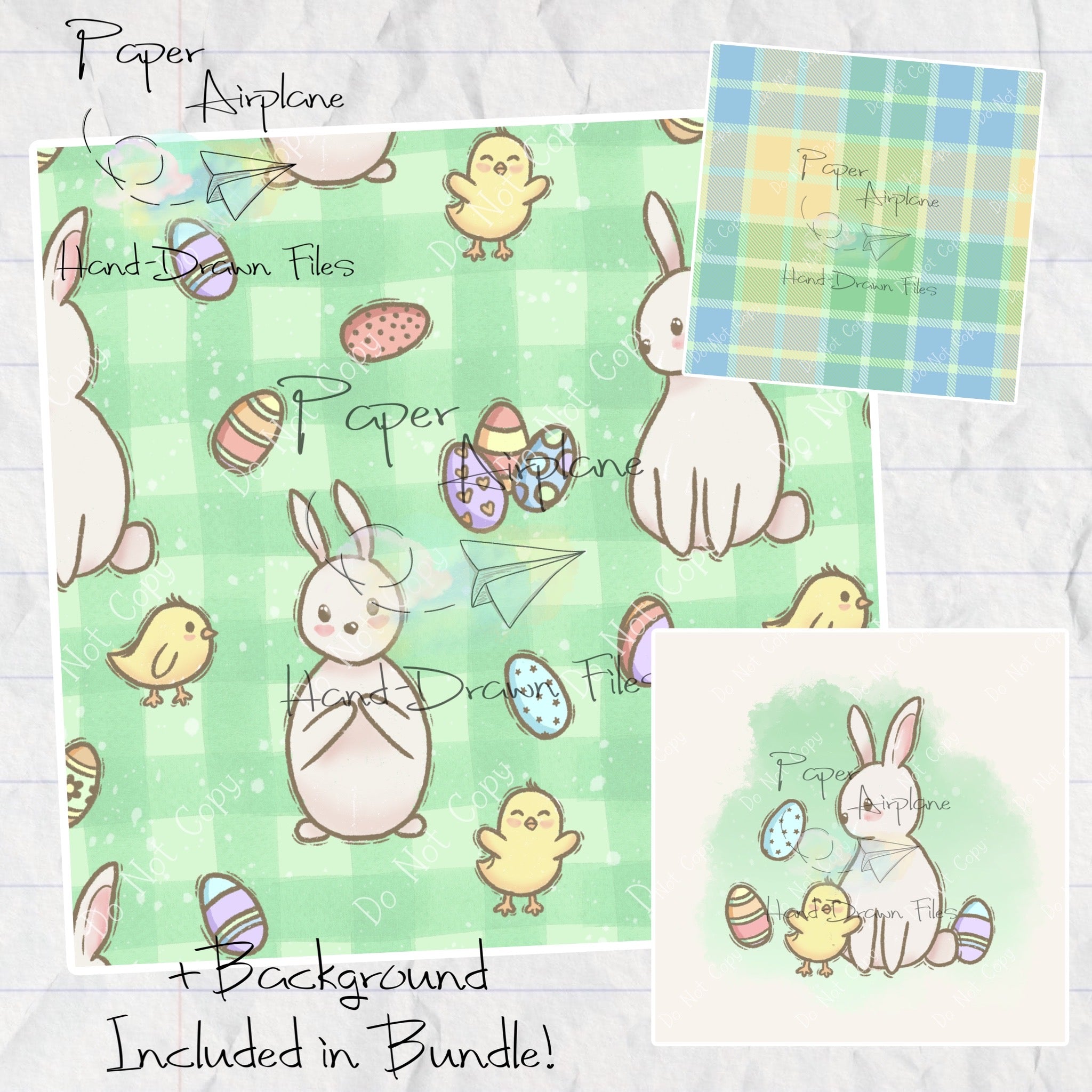 Easter Fun Non-Floral (Green) – Paper Airplane Hand-Drawn Files