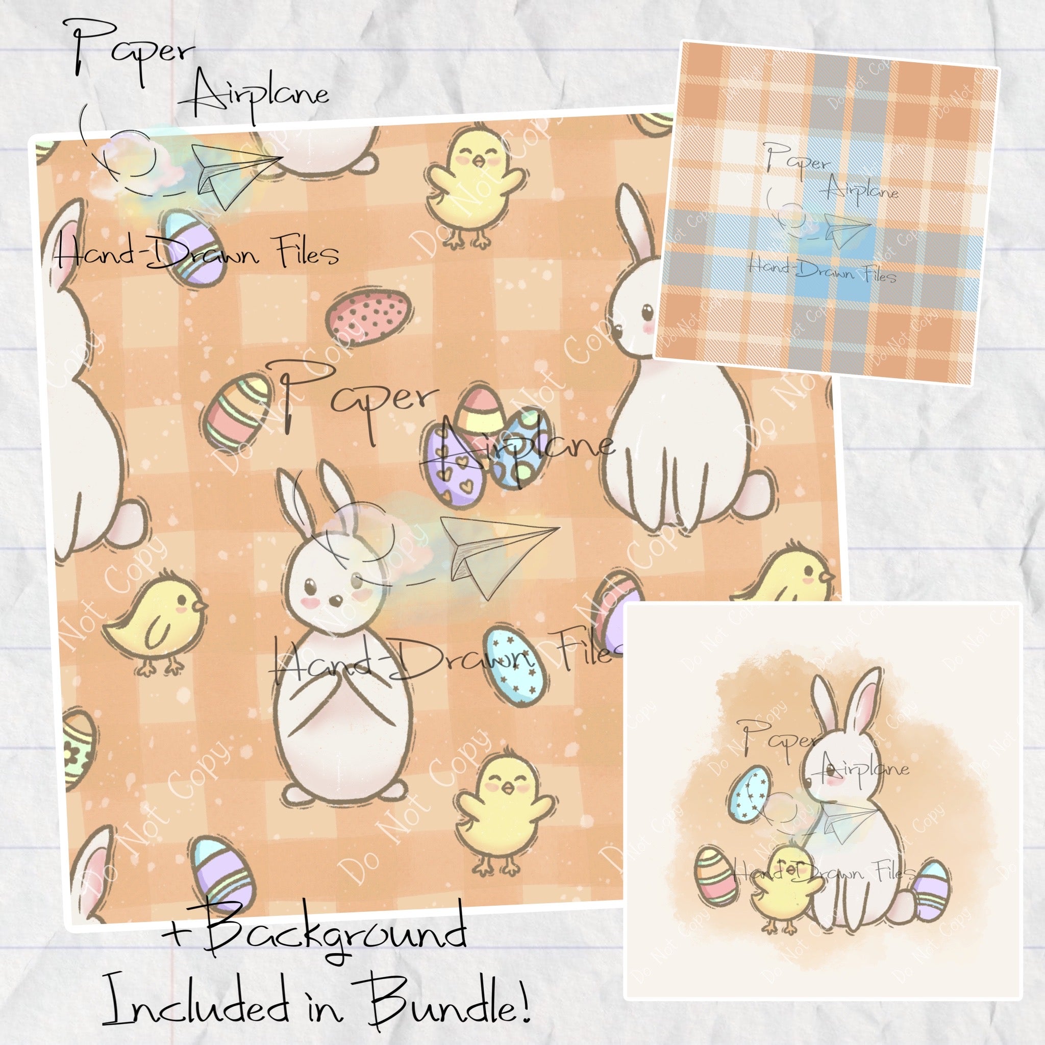 Easter Fun Non-Floral (Orange) – Paper Airplane Hand-Drawn Files
