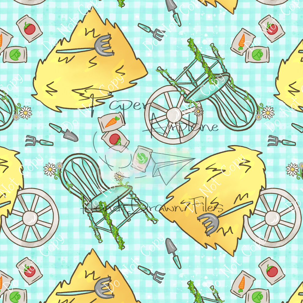 Farmhouse Garden (Mint) – Paper Airplane Hand-Drawn Files