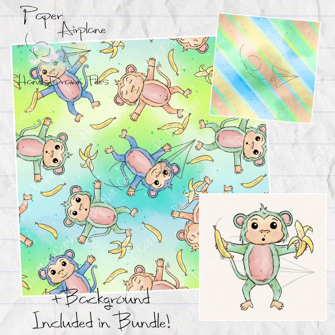 Monkeys and Bananas (Original) – Paper Airplane Hand-Drawn Files