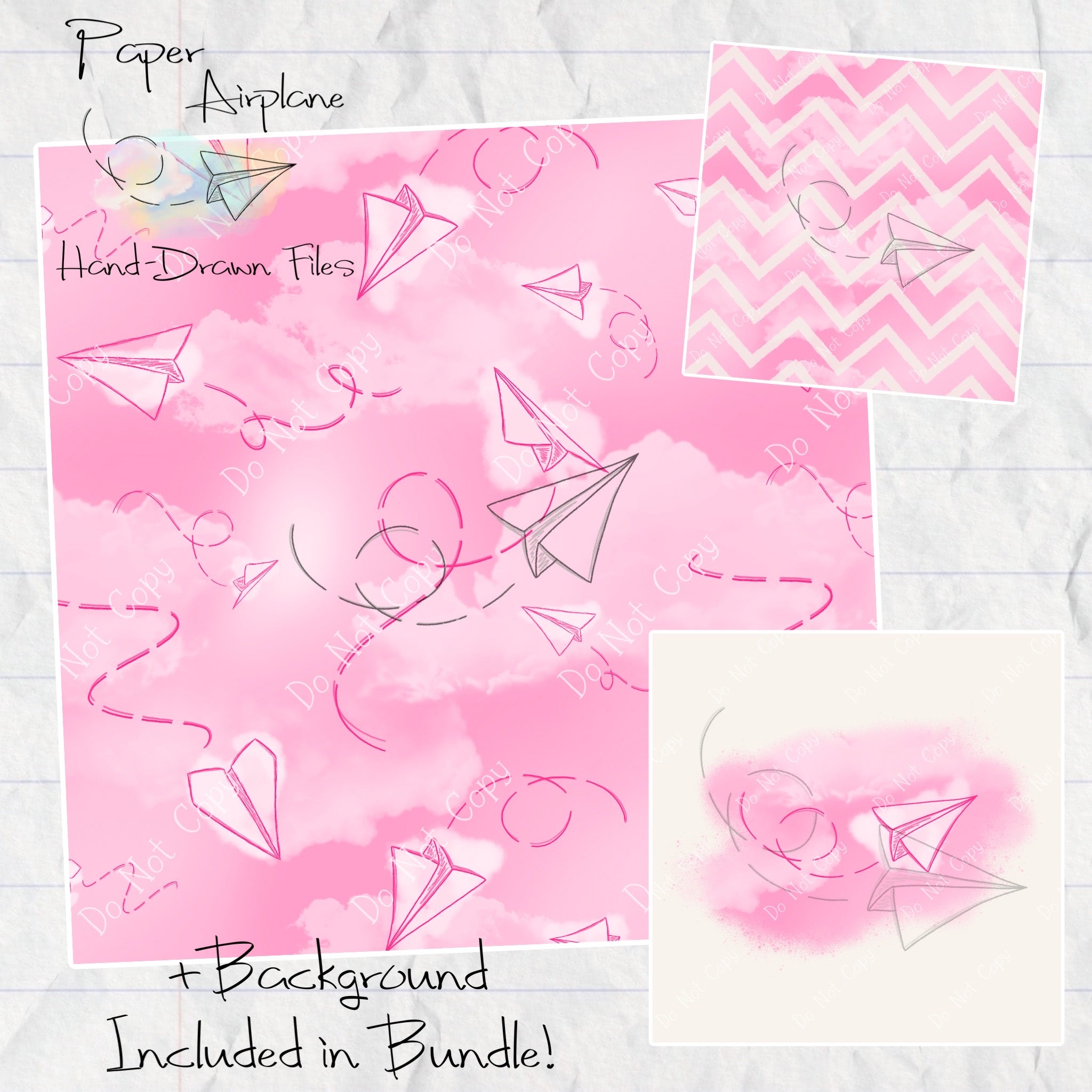 Paper Airplanes (Pink) – Paper Airplane Hand-Drawn Files
