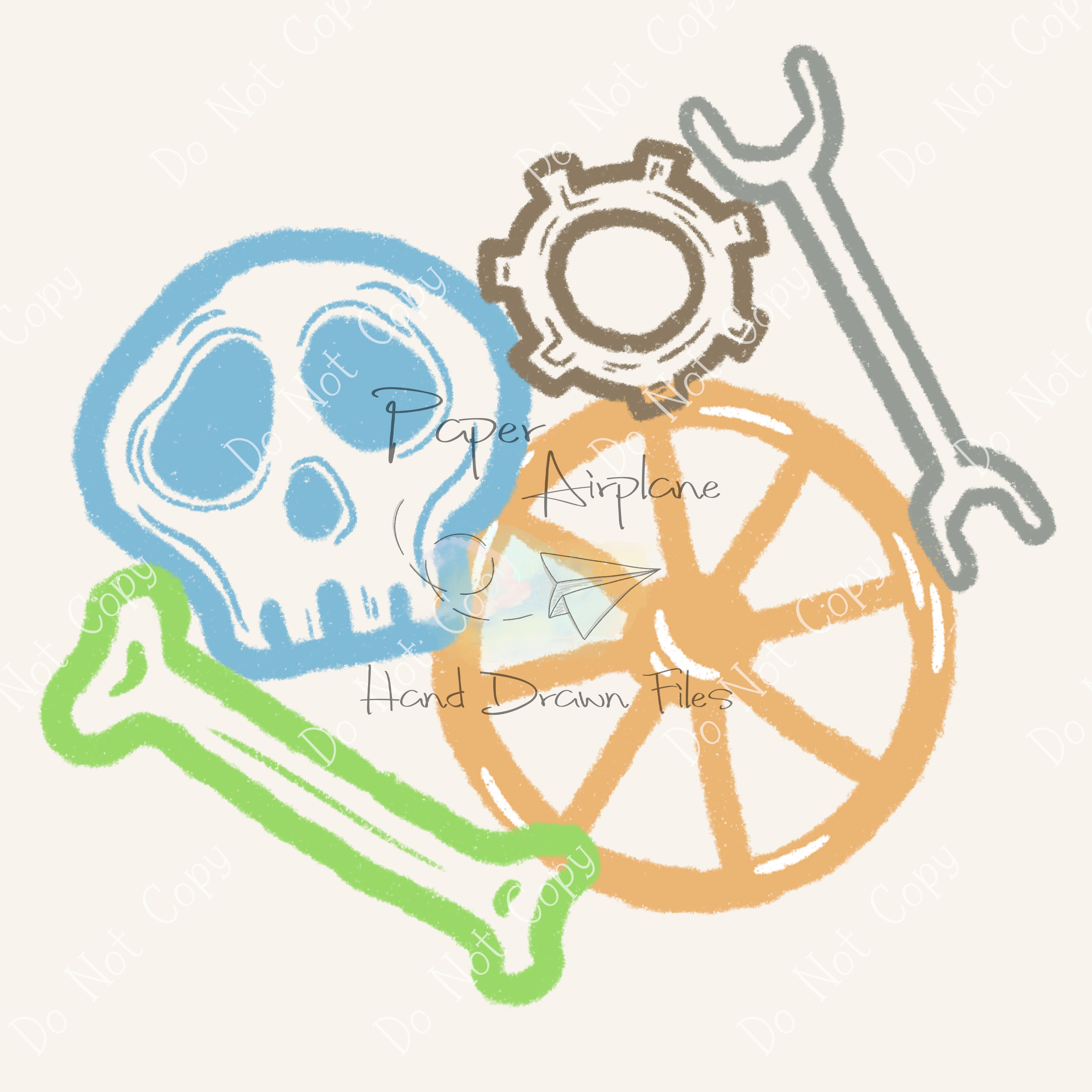 Skull Tools – Paper Airplane Hand-Drawn Files