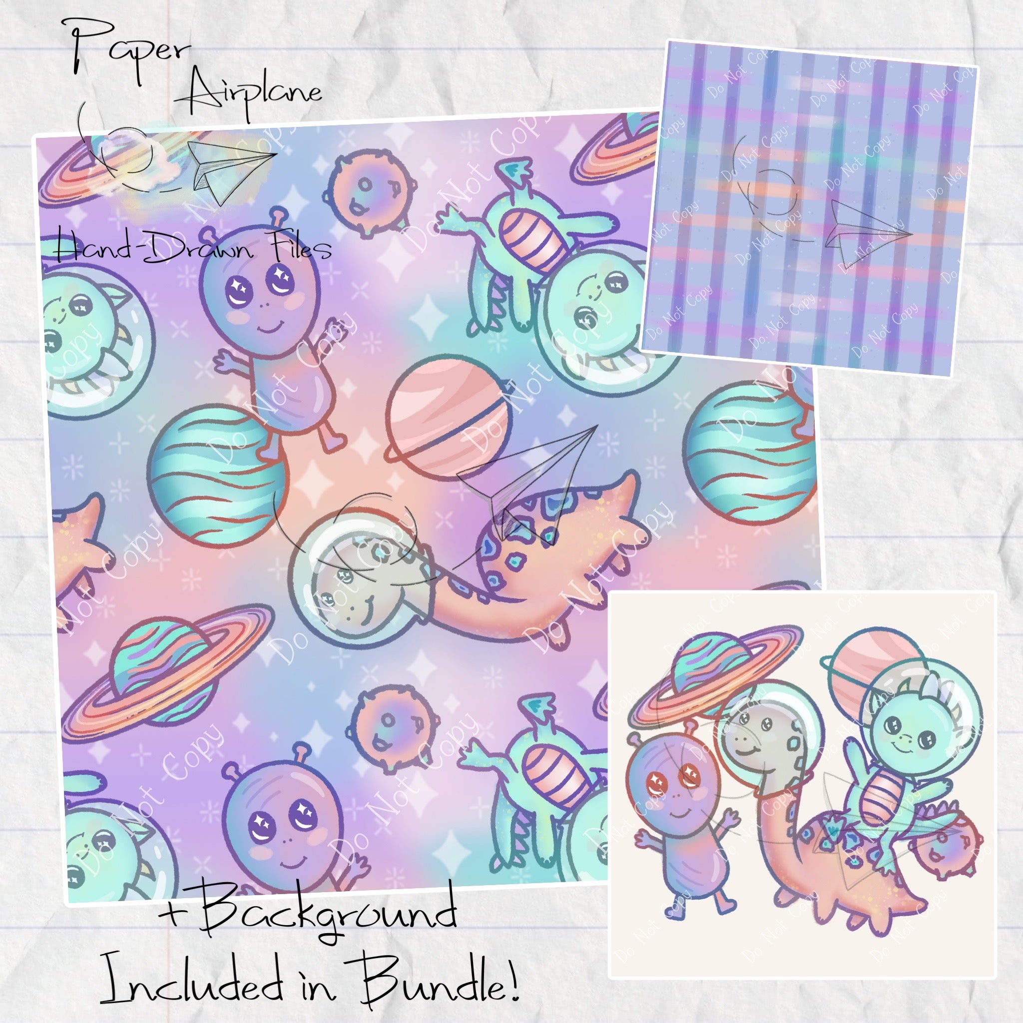 Space Creatures (Cotton Candy) – Paper Airplane Hand-Drawn Files