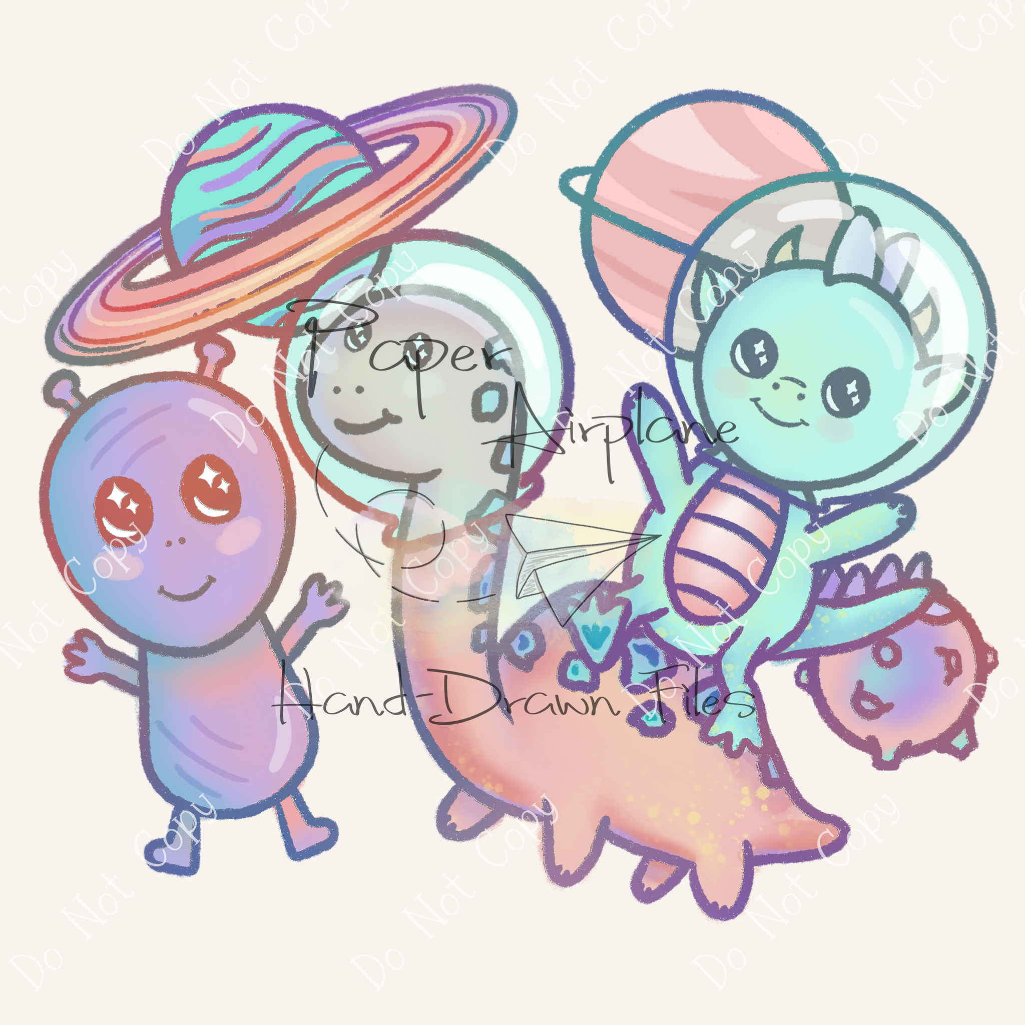 Space Creatures (Cotton Candy) – Paper Airplane Hand-Drawn Files