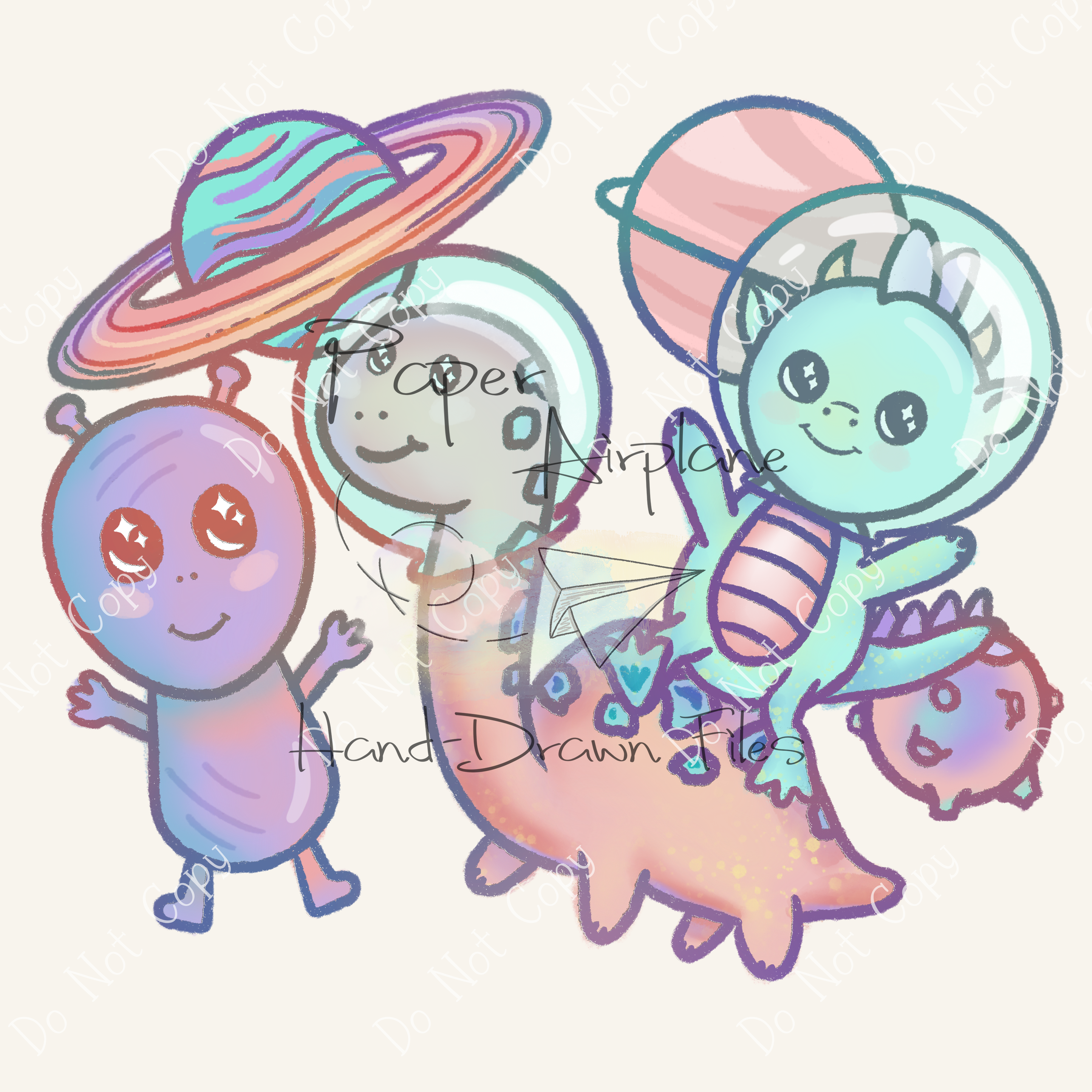 Space Creatures (Cotton Candy) – Paper Airplane Hand-Drawn Files