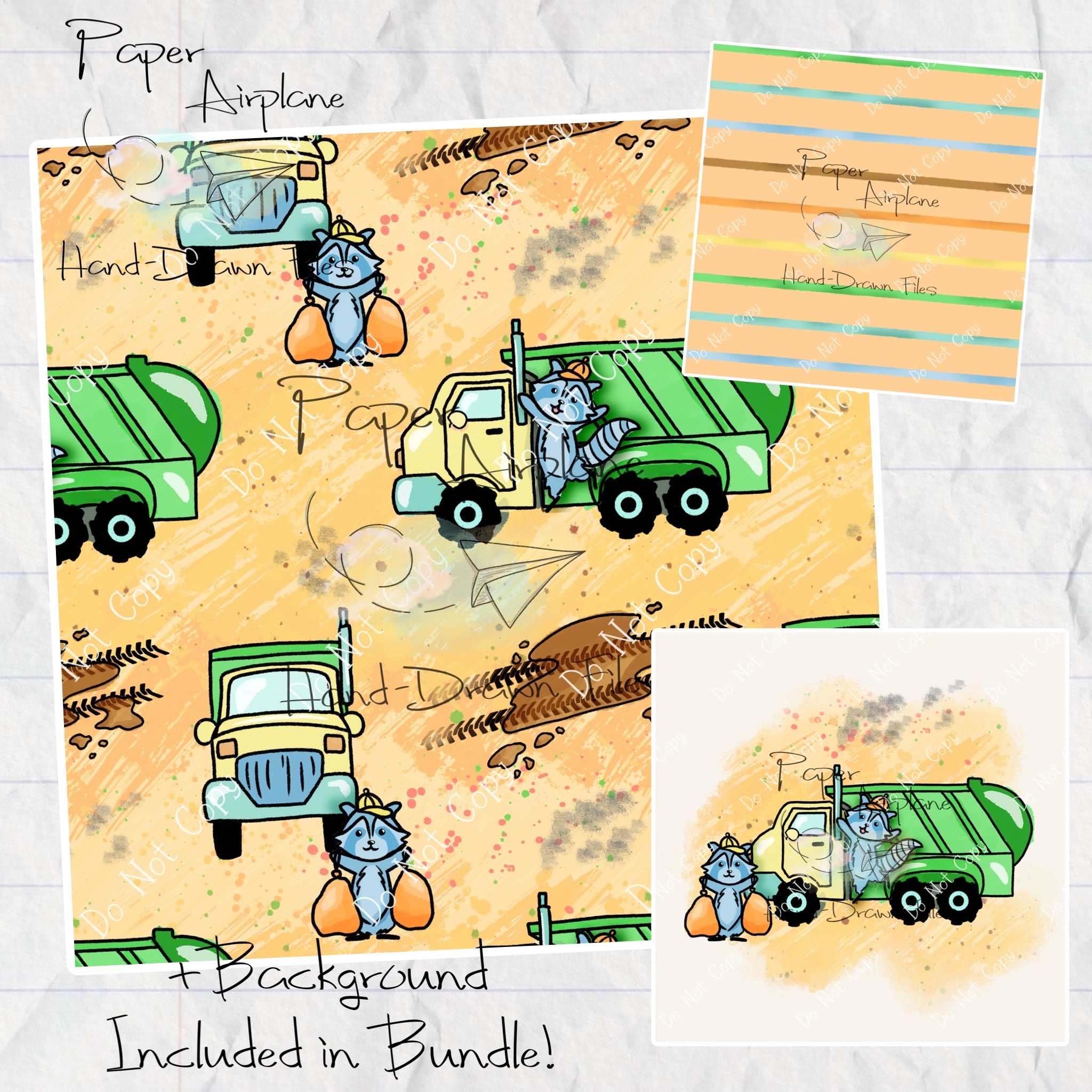 Trash Pandas (Orange) – Paper Airplane Hand-Drawn Files