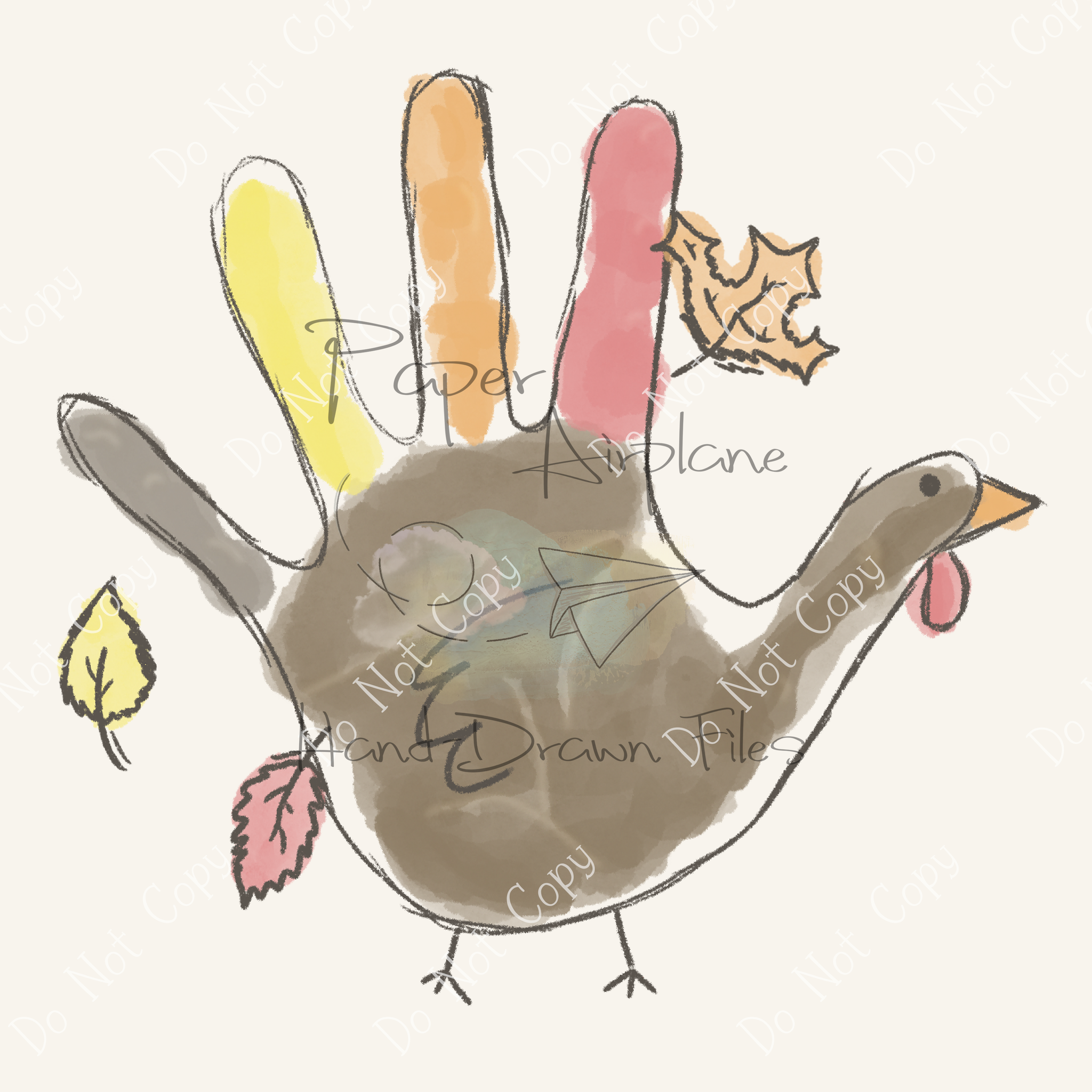 Turkey Handprints – Paper Airplane Hand-Drawn Files